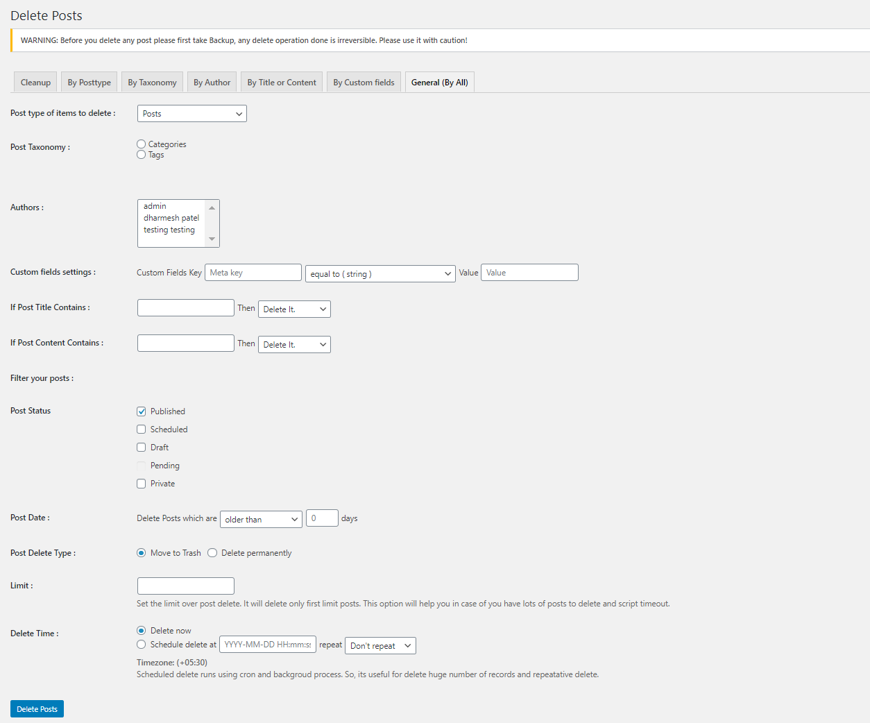 WP Bulk Delete - Xylus Themes